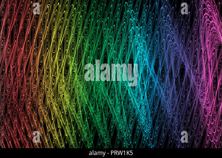 Many overlapping sine waves of different wavelength and amplitude ...