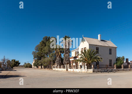 BRITSTOWN, SOUTH AFRICA, AUGUST 6, 2018: A street scene, with old ...