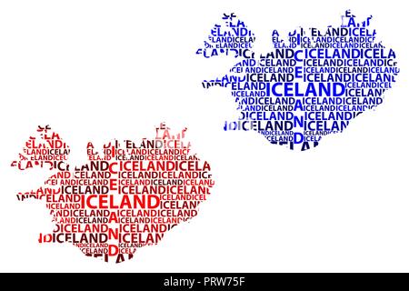 Sketch Iceland letter text map, Nordic island country - in the shape of ...