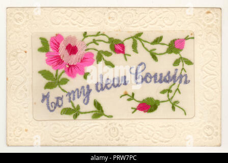 Old silk embroidered postcard from WW1 with Lord Kitchener, Union Jack ...