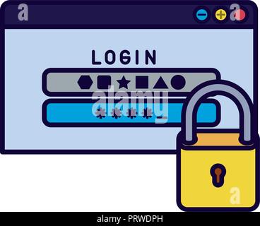 computer window with padlock isolated icon Stock Vector Image & Art - Alamy