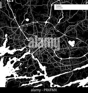 Map of Turku Finland, art map print template. Brown colored version for ...