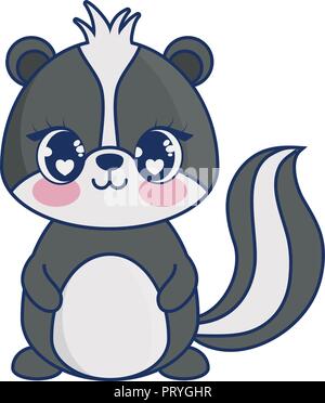 cute little skunk cartoon comic character with smiling face happy emoji ...