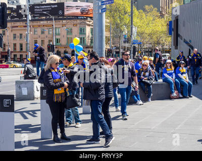West Coast Eagles fans gathering at Federation Square prior to marching ...
