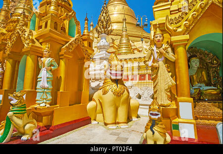 Spirit (nat) statue at Shwedagon Pagoda, Yangon (Rangoon), Myanmar ...