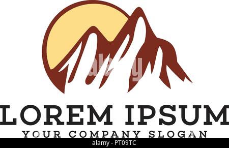 Mountain sun logo design concept template vector Stock Vector Image ...