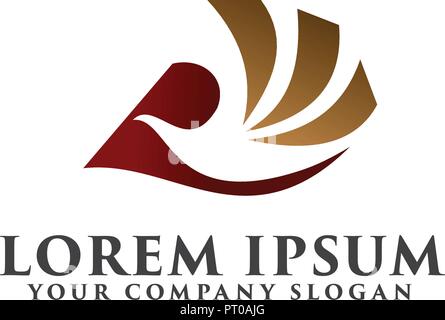 Flying Bird vector logo. Luxury bird, eagle, hawk, vector line logotype ...