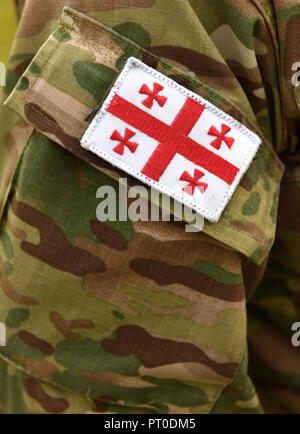 Georgian patch flag on soldiers arm. Georgia army uniform. Georgia ...
