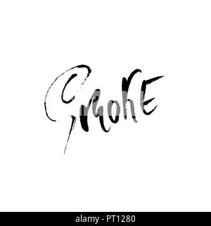 Smoke. Hand drawn dry brush lettering. Ink illustration. Modern ...