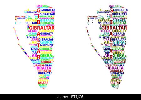 Gibraltar word cloud. Country shape with region division. Gibraltar ...