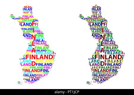 Sketch Finland letter text map, Republic of Finland - in the shape of ...