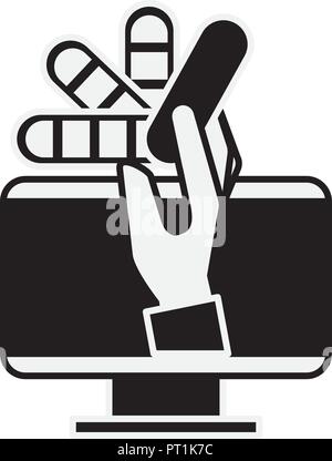 hand holding tone color palette computer graphic design Stock Vector ...