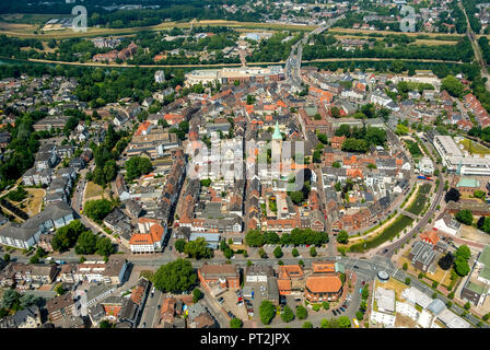 The old town hall and St. Agatha Church at twilight, Dorsten, Ruhr area ...