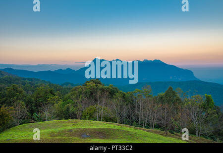 Doi Luang mountain view from Mae Taman viewpoint during morning golden ...
