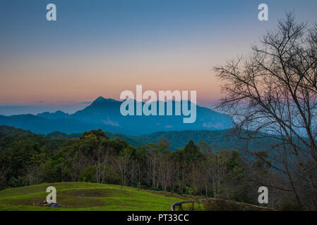 Doi Luang mountain view from Mae Taman viewpoint during morning golden ...