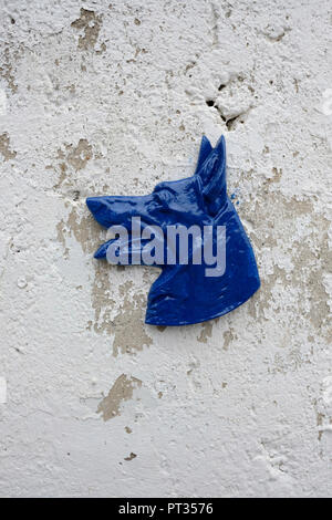 Europe, Greece, Corfu, wall, warning, exclamation mark Stock Photo - Alamy