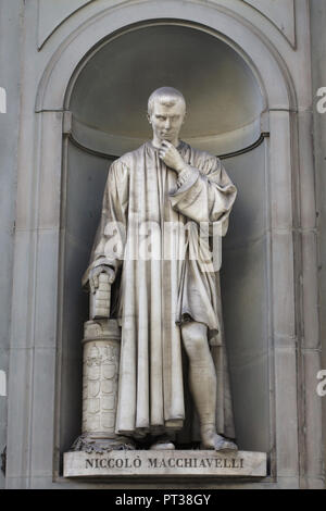 Statue of Niccolo Machiavelli, Uffizi art museum, Galleria degli Uffici ...