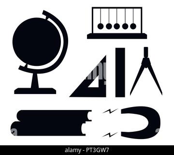 Compass and ruler black icon. Circulus with kernel. Flat vector ...