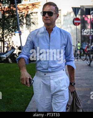 MILAN, Italy- September 23 2018: Tiberio Pellegrinelli on the street ...