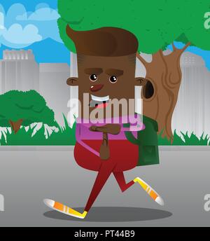 Schoolboy with time out hand gesture. Vector cartoon character ...