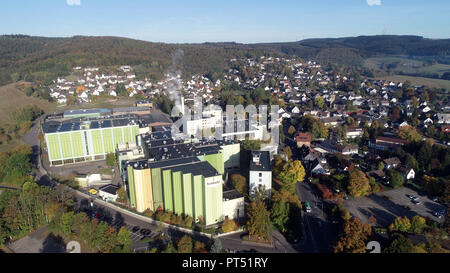 Aerial view, Krombach, Krombacher brewery, Kreuztal, Sauerland, Siegen ...