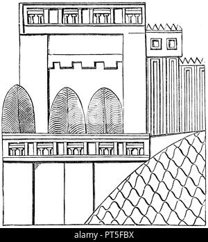 Illustration of Wood Engraving of the Assyrian Palace Hall at Nimrud ...