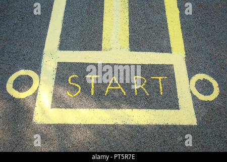 Start Sign on Paved Surface Stock Photo - Alamy