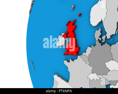 Scotland on blue political globe. 3D illustration isolated on white ...