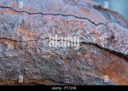 Close-up thick rust encrustation on very heavy duty mooring chain ...