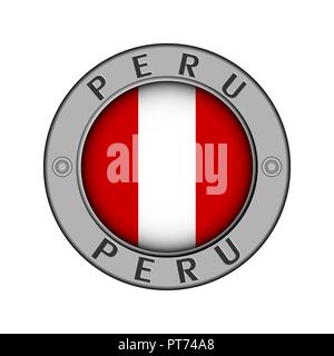 Round metal medallion with the name of the country of Cuba and a round ...