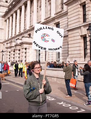 London, UK. 7th Oct 2018. A dog taking part in the #wooferendum anti ...