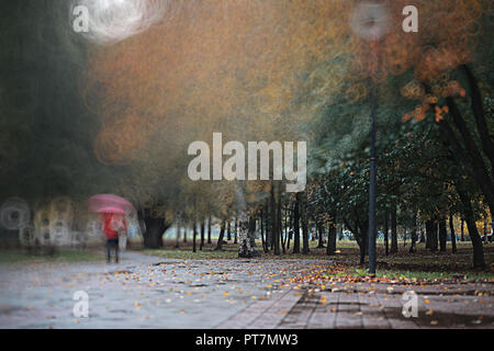 Autumn backgroun rain in the park during the day Stock Photo - Alamy