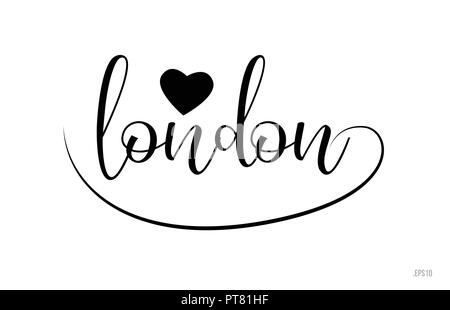 London hand written lettering typography. Modern brush calligraphy ...