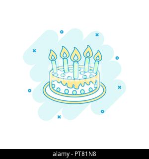 A cartoon happy birthday cake with colored candles,sugar icing,ribbon and bow Stock Vector Image ...