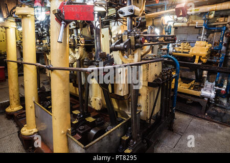 Engine Room detail of the steam powered SS Master tugboat Stock Photo ...