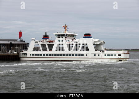 The car ferry Frisia IV arrives on September 27, 2018 in the port of ...