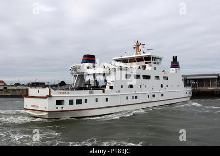 The car ferry Frisia IV arrives on September 27, 2018 in the port of ...