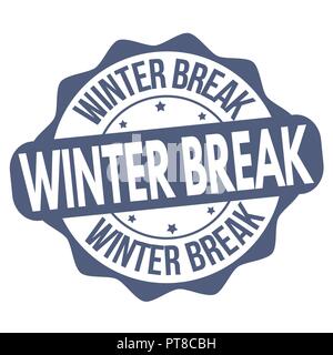 Winter break sign or stamp on white background, vector illustration ...