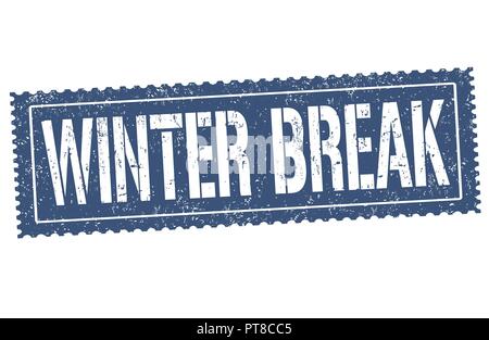 Winter break sign or stamp on white background, vector illustration ...