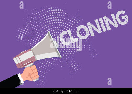 Handwriting text Cloning. Concept meaning Make identical copies of ...