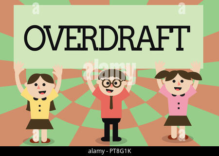 Writing note showing Overdraft. Business photo showcasing Deficit in ...