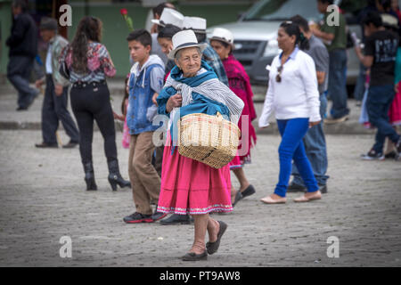 Chordeleg village Chola people in traditional dress - nr Cuenca Ecuador ...