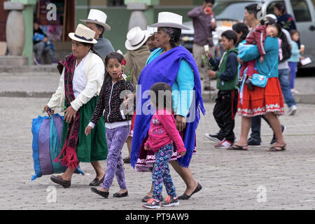 Chordeleg village Chola people in traditional dress - nr Cuenca Ecuador ...