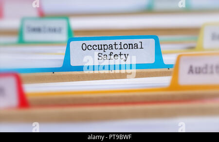 File folders with a tab labeled Safety Protocols Stock Photo - Alamy
