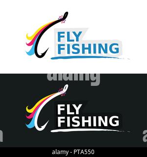 Colorful Fly Fishing Vector Illustration isolated on white color Stock ...
