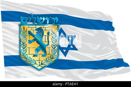 Israel coat of arms and flag, official symbols of the nation Stock ...