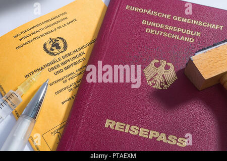 Vaccination certificate with stamp and ballpoint pen Stock Photo - Alamy