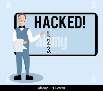 Conceptual hand writing showing Hacked. Business photo showcasing Gain ...