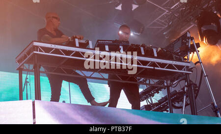 Phil Hartnoll of EDM duo, Orbital, performing at George Square, Glasgow ...