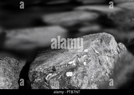 Black and white, monochrome, abstract, night composition of stones ...